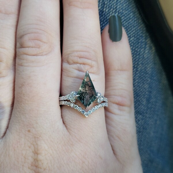 Portuguese Cut Moissanite Engagement Ring, 14K White Gold Portuguese ...