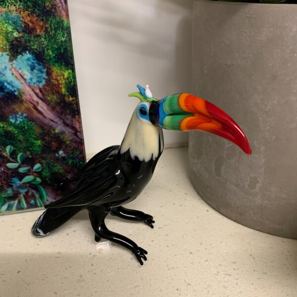 Hand-blown Glass Toucan Figurine: Murano Style Bird Art - Etsy