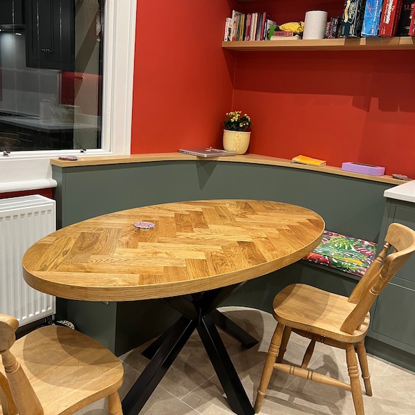 Round Herringbone Dining Table - Solid Oak - Spider Legs - Bespoke Handmade - Etsy UK