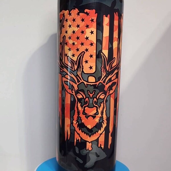 Deer Hunting 20oz Sublimation Tumbler Designs, Camo Orange 9.2 X 8.3 ...