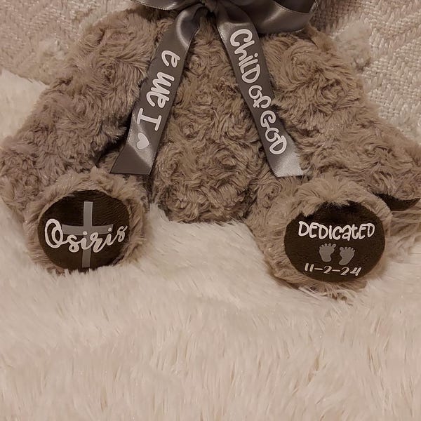 DEDICATION Teddy Bear, Personalized Dedication Stuffed Animal, Custom ...