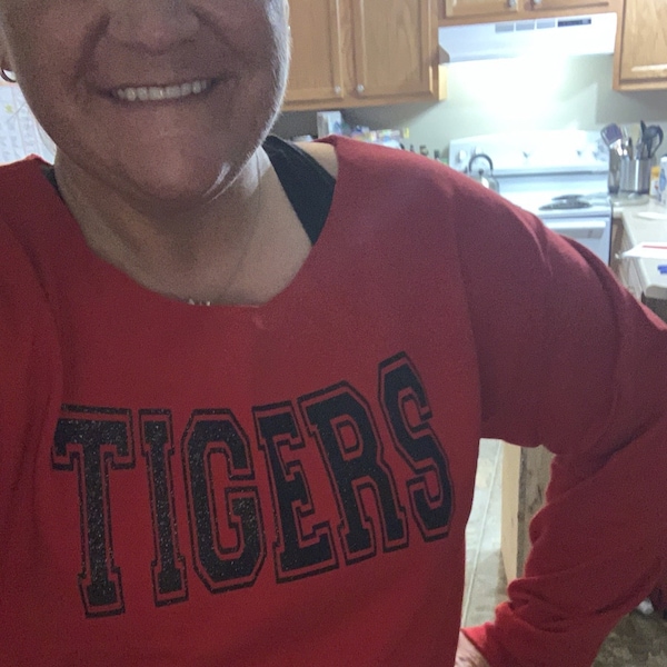 Tigers off Shoulder Raw Edge Sweatshirt for Women GLITTER // School ...