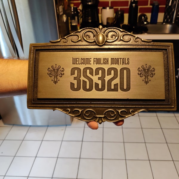 Personalized Haunted Mansion Themed Address Plaque Sign Silver and ...