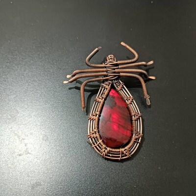 Red Flash Labradorite Gemstone Pendant Copper Wire Wrapped Pendant ...