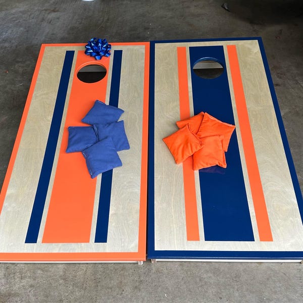 2 Color Striped Cornhole Boards- Custom Team Colors Cornhole Set, Hand ...