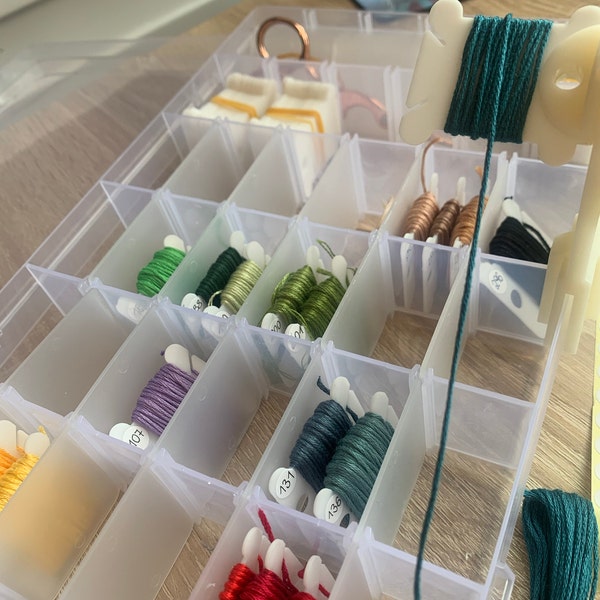Thickened Embroidery Floss Organizer Box, 36 Adjustable Grids,100 ...