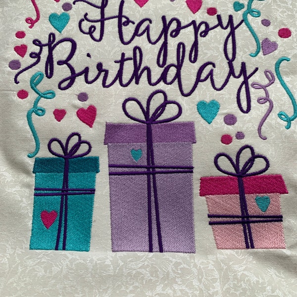 Happy Birthday Machine Embroidery Design,word Art Embroidery,filled ...