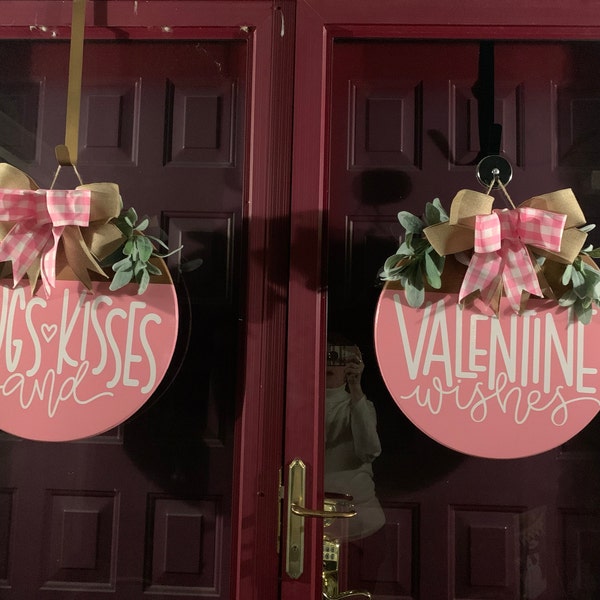 Hugs Kisses and Valentine Wishes Door Hanger, Valentine Double Door ...