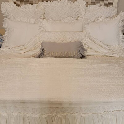 Ruffled Pillow Shams Ruffled Shams Matelasse Pillow Cases Farmhouse ...