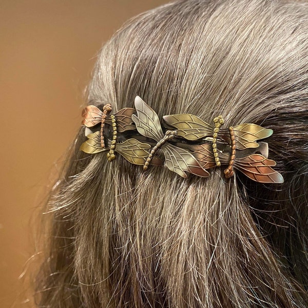 DRAGONFLY FRENCH BARRETTE 80mm- Thick Hair Barrette- Hair Accessory ...