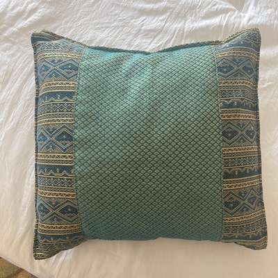 Blue Patchwork Cushion Case Blue Cushion Cover Bohemian - Etsy