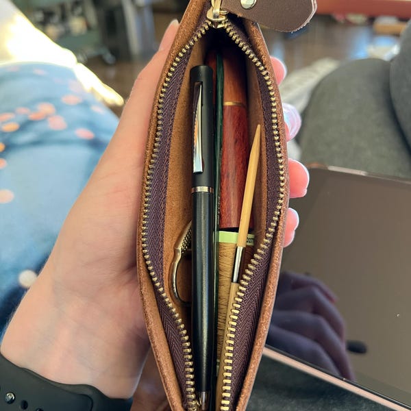 Custom Leather Pencil Case, Personalized Pencil Organizer, Monogrammed ...