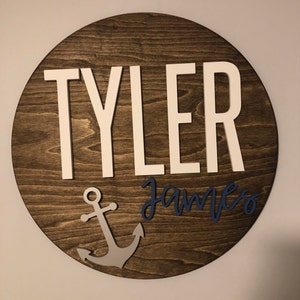 Custom Name Nautical Theme Sign Baby Name Sign Ocean Theme Wood Sign ...