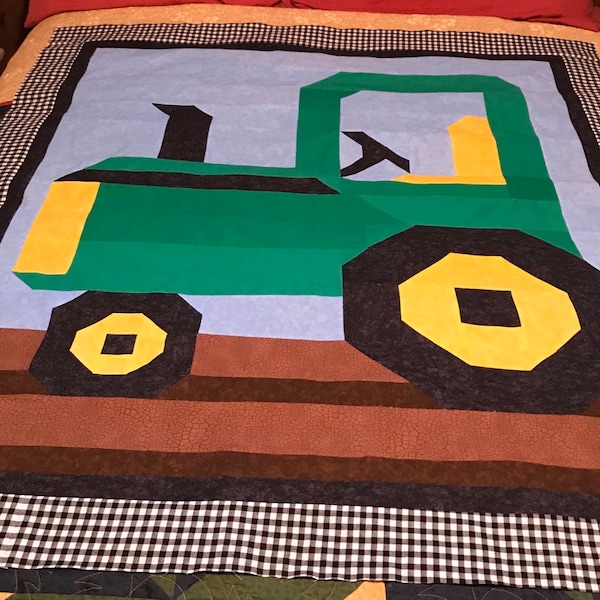 Tractor Quilt Pattern, 3 Sizes: 36x42 Crib, 24x28, 48x56 Lap or ...