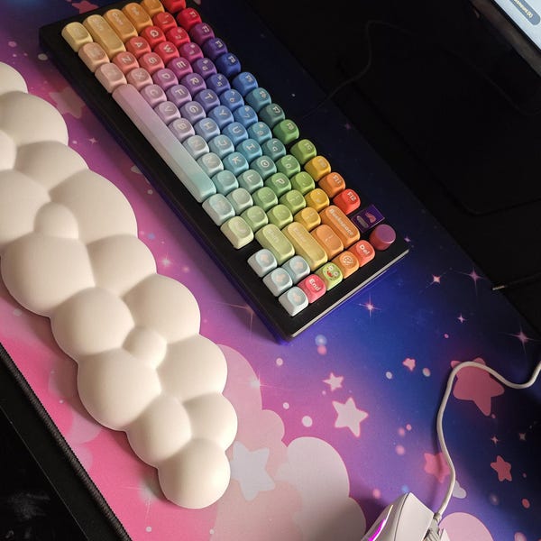 Mushroom Deskmat Anime Cat Mouse Pad Cute Green XL Mousepad Cat Desk ...