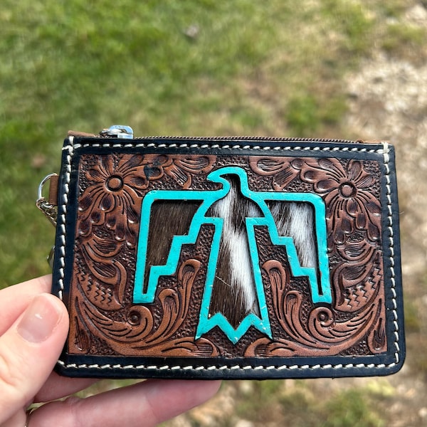 THUNDERBIRD LONGHORN KEYCHAIN Brown Wallet | Genuine Hair on Freebird ...
