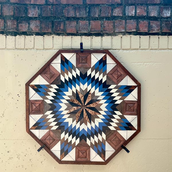 Amish Barn Quilt Wall Art: Purple, Black, White Star of Bethlehem - Etsy