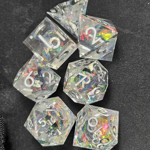 Moonbeam, Clear Polyhedral Sharp Edge Dnd Gem Dice Holographic ...