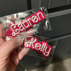 Personalized Script Keychain Two-tone Custom Colors & Text Bag Charm ...