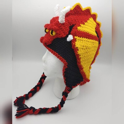 Crochet Dragon Hat Pattern. Easy Instructions for Cool Earflap Beanie ...