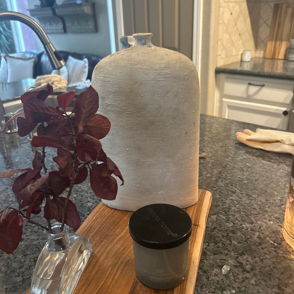 Aged Vessel, Stone Textured Vase, Earth Tone Vase, Rustic Artisanal ...