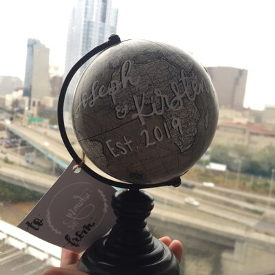 Personalized 4 Globe Hand Lettered Globe Mini Globe Centerpiece World ...