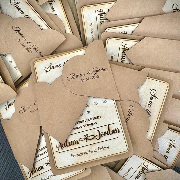 Wedding Invitation, Custom Wedding Favor ,wooden Save the Date Bookmark ...