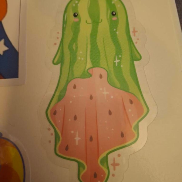 Watermelon Ghost Stickers: Summerween Transparent Art - Etsy