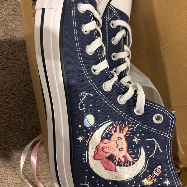 Custom Converse Chuck Taylor Blue Flower Embroidered Converse Shoes ...