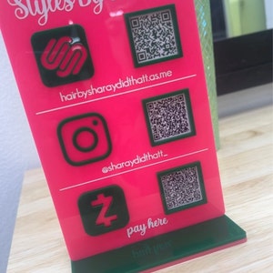 6 QR Codes Sign With Business Card Holder Social Media Signs Payment ...