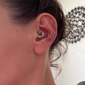 NEW 14K Solid Gold Vertical Helix Chain Piercing Unique Gold Barbell ...