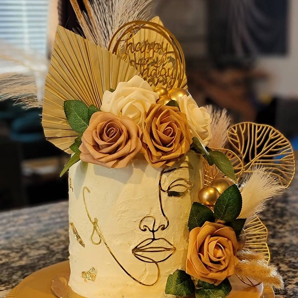 Line Art Face Cake Topper Charm, Perfect for Cake Decoration, Cake ...