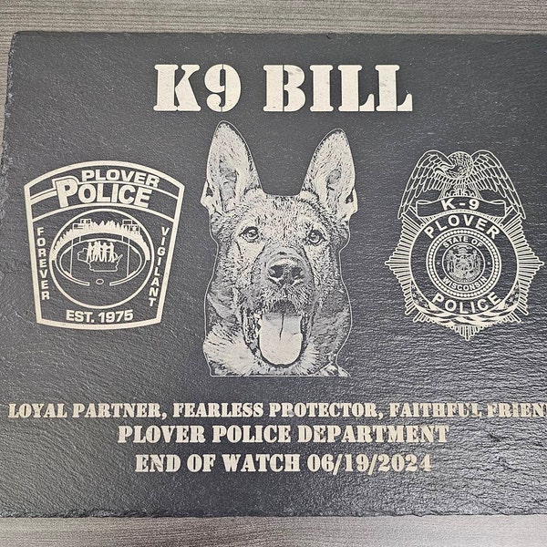 Custom Police Officer or K9 Designed Laser Engraved Slate Retirement ...