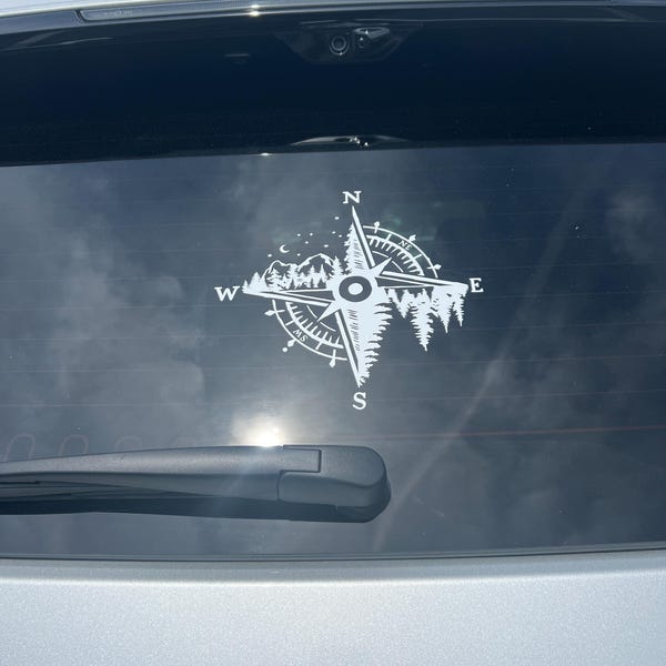 Mountain Compass Decal | Outdoor Decal | Car Decal | Adventure Decal ...