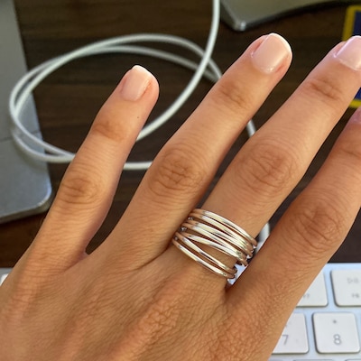 Seven Band Silver Ring // 7 Band Silver Ring // Multi-band Silver Ring ...