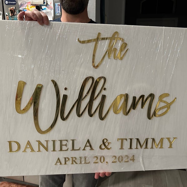 Personalized Gold Welcome Sign, Last Name Welcome Sign, Wedding Welcome ...