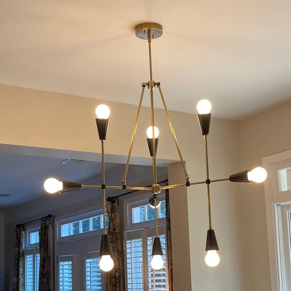 The Karma Pendant 6 Light Mid Century Brass Sputnik Chandelier Light Fixture - Etsy
