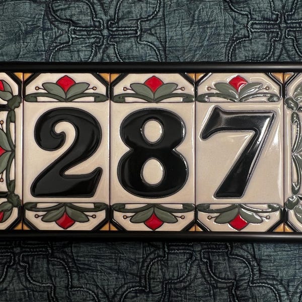 House Numbers Address Tiles Framed Set Custom Address Tiles Sign Hand ...