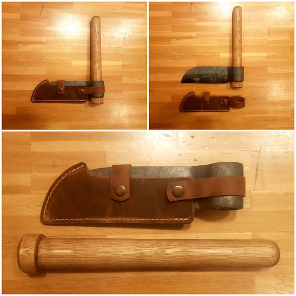 Curved Adze With Leather Case. Wood Carving Tool. Camping Axe ...