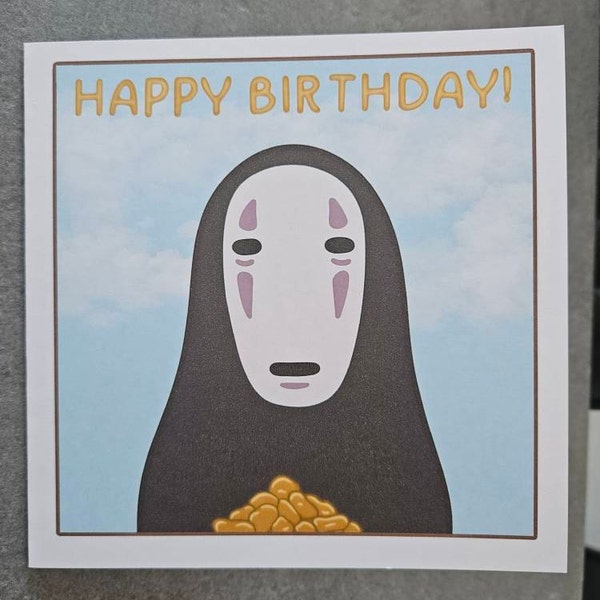 No Face Spirited Away Birthday Card | Studio Ghibli Anime Greeting ...