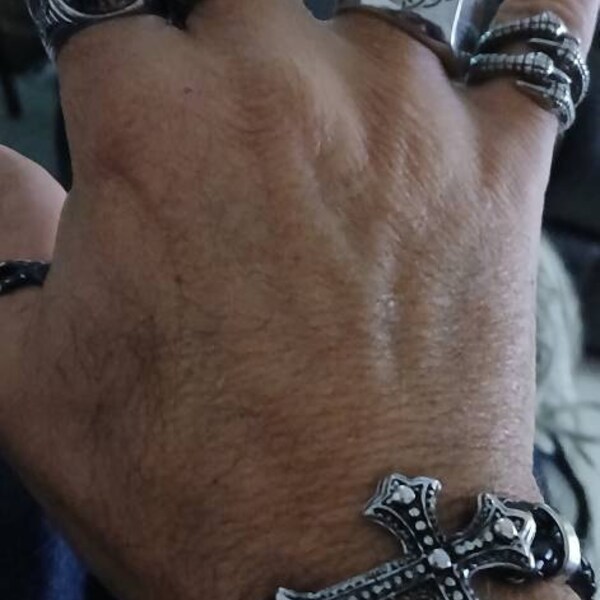 Gold Cross With Adjustable Chainmail Band Crusader Bracelet, Free Gift ...