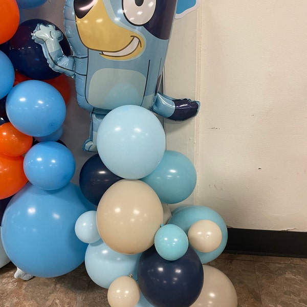 Bluey Balloon Licensed by Anagram Tower Kit Blue Dog Birthday Pastel ...
