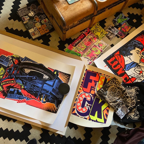 Fantastic & Astounding Gold Leaf, One of a Kind, Screenprint, Hand Made ...