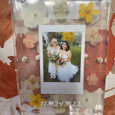 Custom Calligraphy Double Pressed Flower Floating Frame Vintage Flower ...