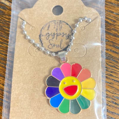 Rainbow Happy Face Necklace/ Hobi Flower Necklace/ Sunflower Necklace ...