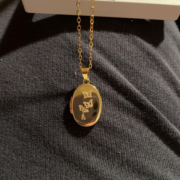 Custom Locket Necklace With Photo, Photo Locket, Butterfly Necklace ...