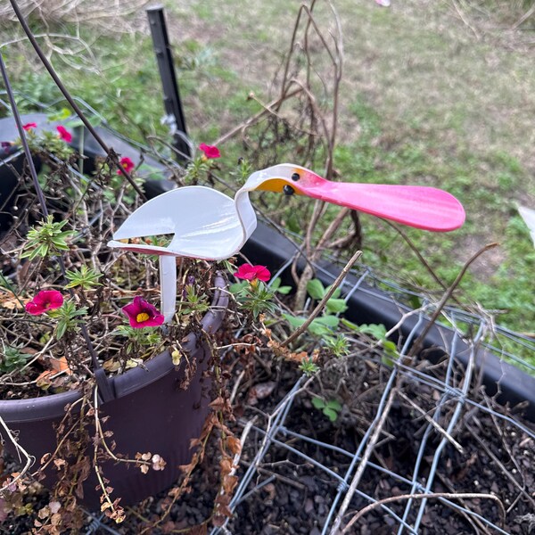 Spoon Bill With Gray Beak-garden Stake - Etsy