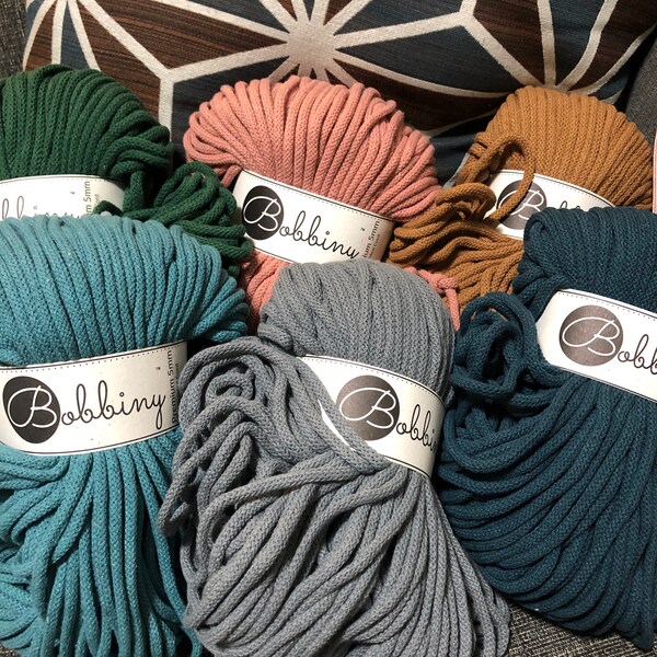 BOBBINY BRAIDED CORD | 5mm | 100 M | 108 Yards | Bobbiny | Macrame Cord ...