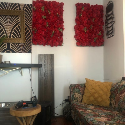 Enthusiasm Red Rose Flower Wall Panels Artificial Synthetic - Etsy UK