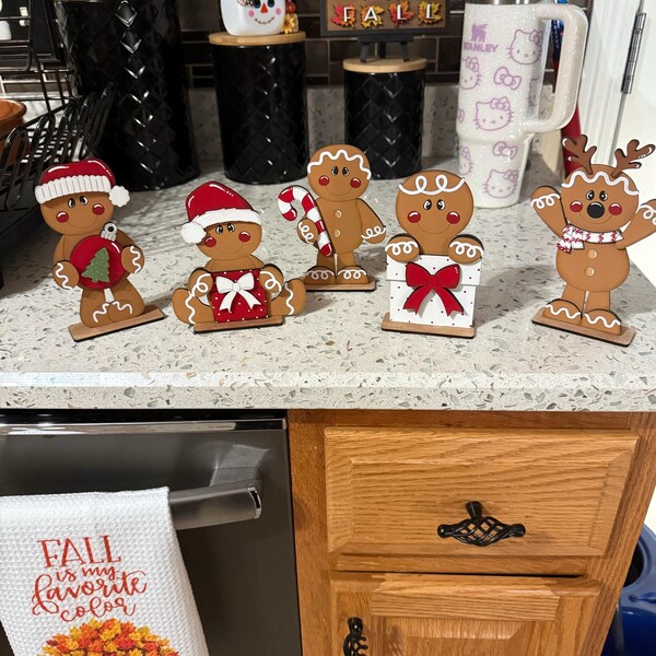 Christmas Gingerbread Shelf Sitters, Seasonal Wood Decor, Rustic ...